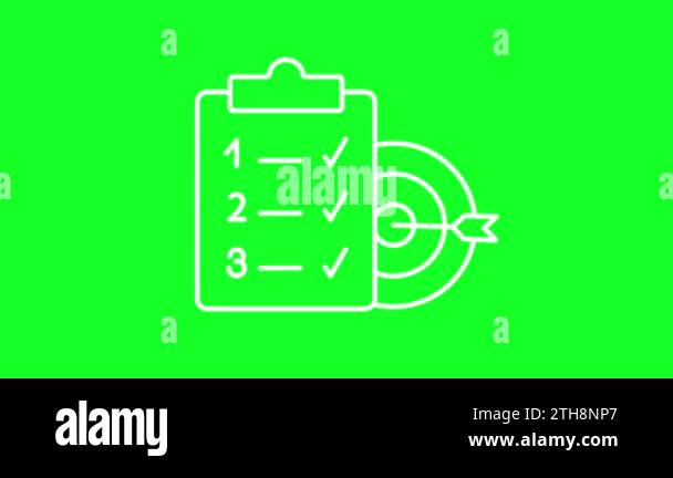 Animated clear goals white line icon. Checklist. Business objectives ...