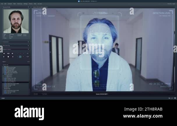 Playback CCTV camera on computer screen. Outside security camera of ...