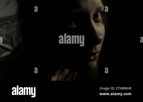 Beautiful sad teen girl crying in the night. 4K UHD Stock Video Footage ...