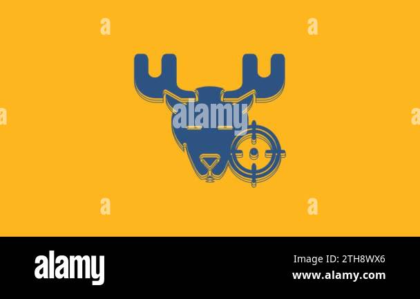 Blue Hunt on moose with crosshairs icon isolated on orange background ...