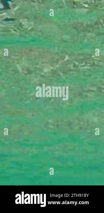 VERTICAL VIDEO: Underwater shot, surface of blue water with sun rays ...