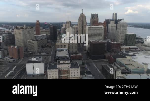 This video is an aerial of downtown Detroit and Detroit city landscape ...