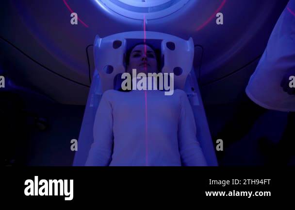 4k video computed tomography CT scan process for examination brains. CT ...