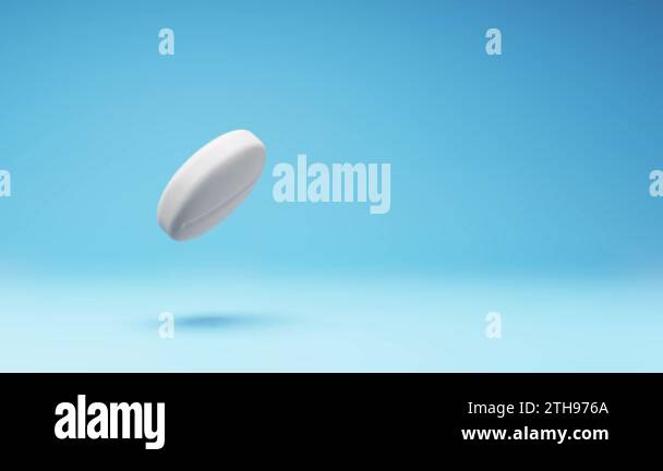 One White Tablet Spinning on a Studio Blue Background, Seamless Loop 3D ...