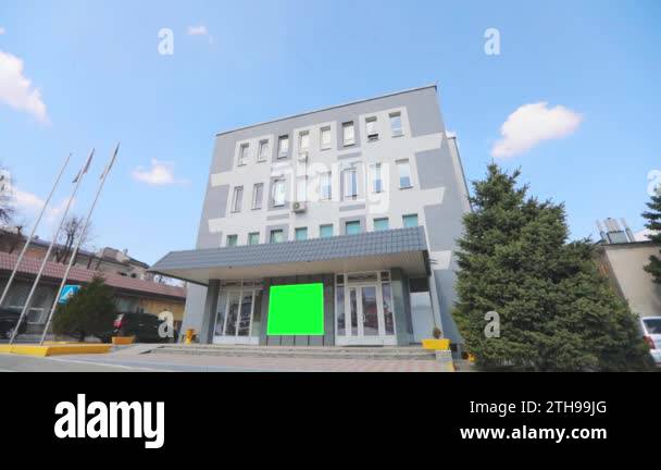 An office building with a green screen area for inserting your ...
