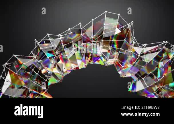 Futuristic animation of abstract glass shape with a color effect of the ...