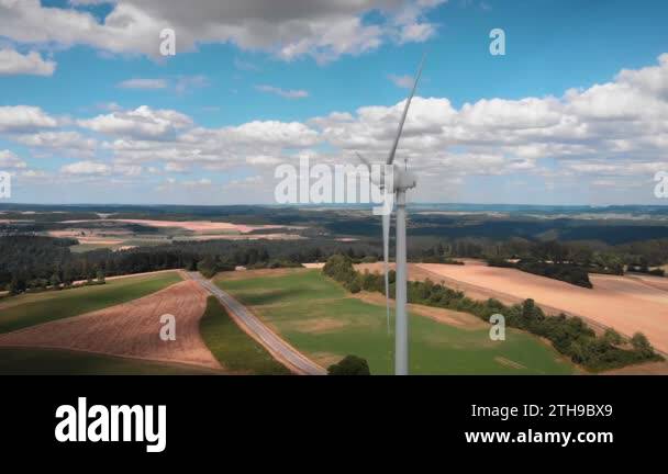 Rotating wind turbine. Alternative renewable energy. Large wind turbine ...