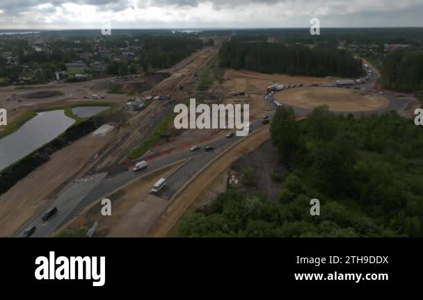 Road construction Kekava Bypass. New section of the road A7 Rig, Bauska ...