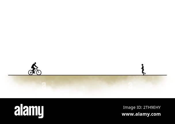 elevation silhouette people run and ride a bike on white background ...