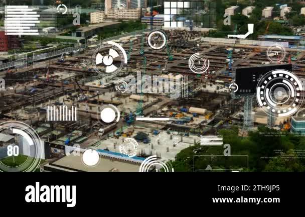 Construction technology concept with alteration graphic over ...