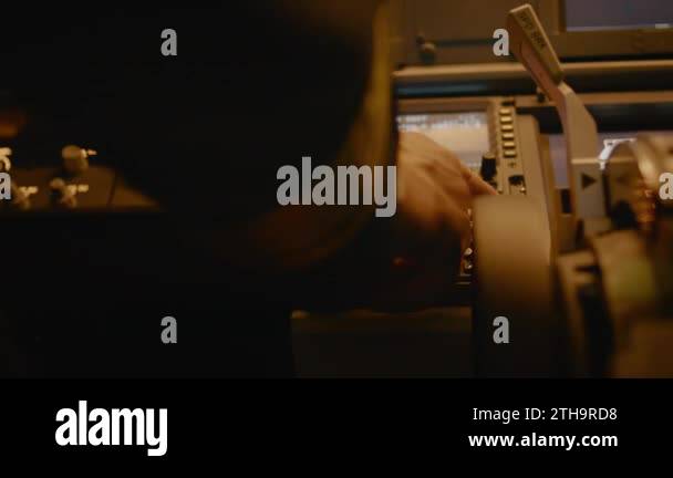 Plane Captain Using Dashboard Buttons To Insert Coordinates Flying Airplane To Destination