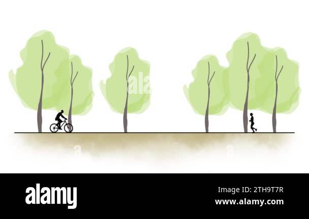 elevation silhouette people run and ride a bike on white background ...