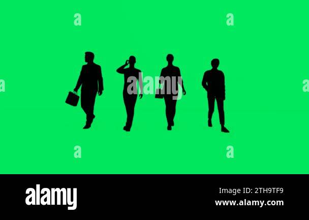 3D several male and female sales managers the office green screen ...