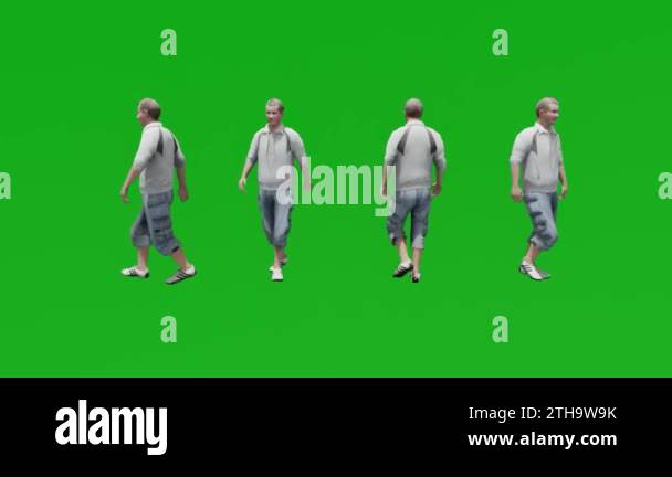 3d america man walk and talk green screen chroma key 4k render ...