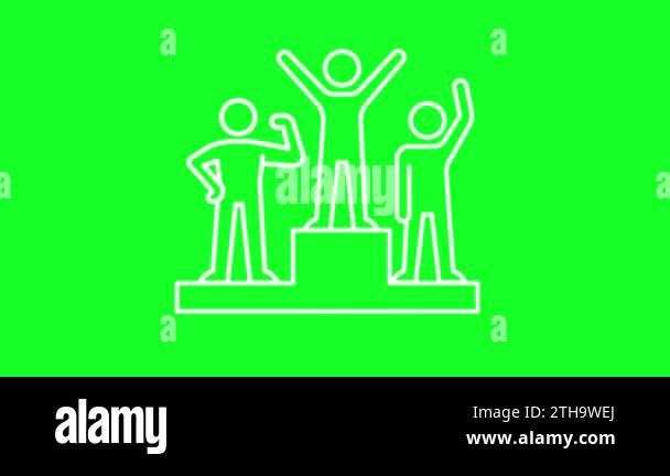Animated champion white line icon. First place in competition. Loop HD ...
