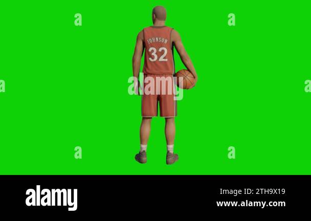 Animation male basketball player watching the game the stadium green ...