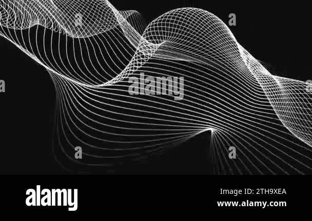 White Wavy Lines On Black Abstract Futuristic Background 4k Modern