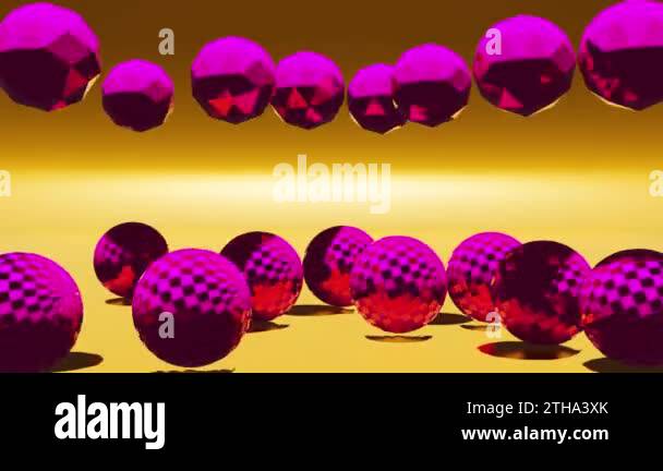 Animation wallpaper - rotating glossy spheres. Futuristic scene with 3d geometric form ...