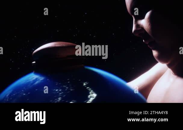 the fat man holds the earth in his hands. Obesity problem concept ...