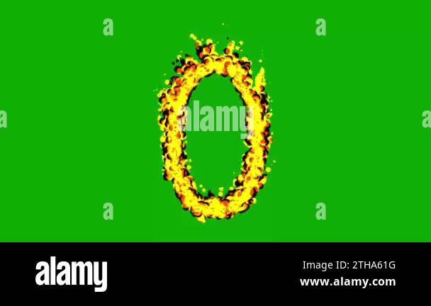 Number Zero with fire effect on green screen background Stock Video ...