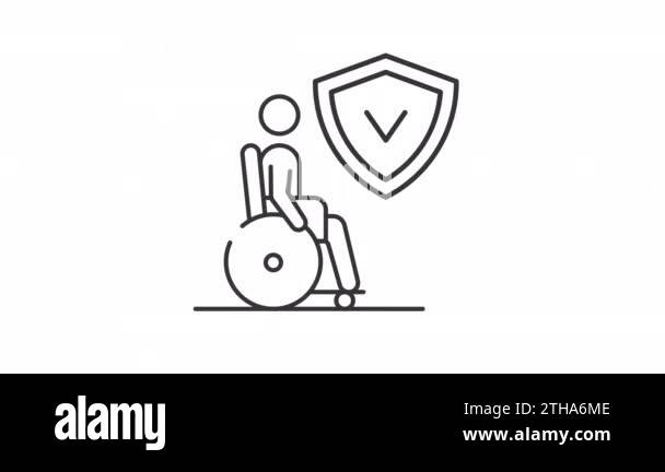 Animated care insurance linear icon. Disability coverage. Long-term ...