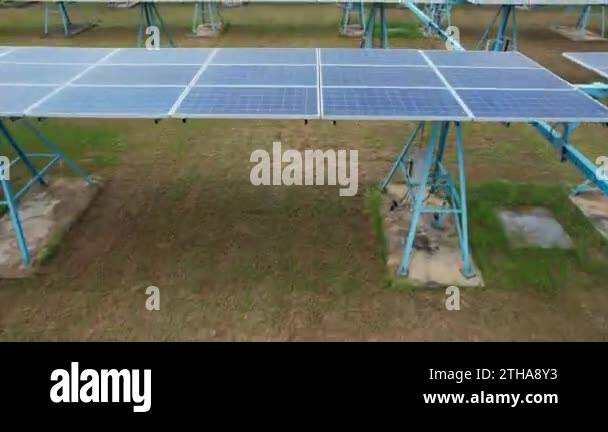 Solar panels in solar power station at solar cell farm, Green energy ...