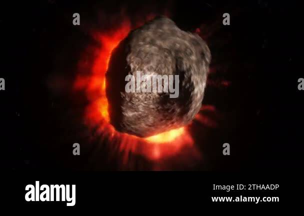 Asteroid in outer space. Earth planet. Realistic 4k animation Stock ...