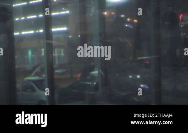 Looking at street through window, POV of drunk person trying to exit ...