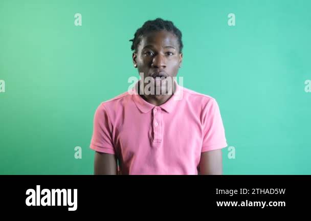 Black man making sad surprised, male model mimics who were very ...