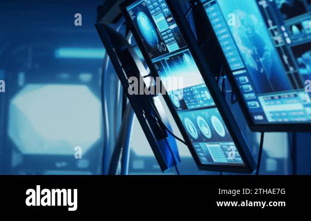 Futuristic spaceship control panel interface. Spacecraft digital ...