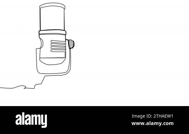 Streamer studio self-drawing by single line on white screen. Animation ...