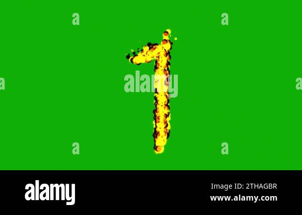 Number 1 with fire effect on green screen background Stock Video ...