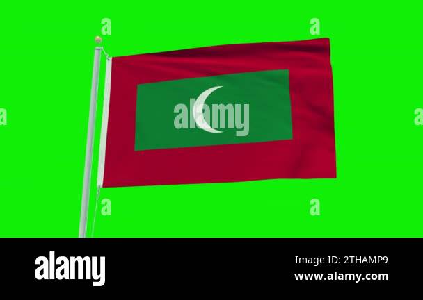 Seamless loop animation of the Maldives flag on a green screen ...