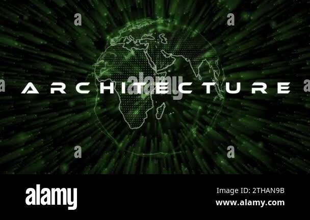 Architecture text concept on si-fi particles background. Dot particles ...