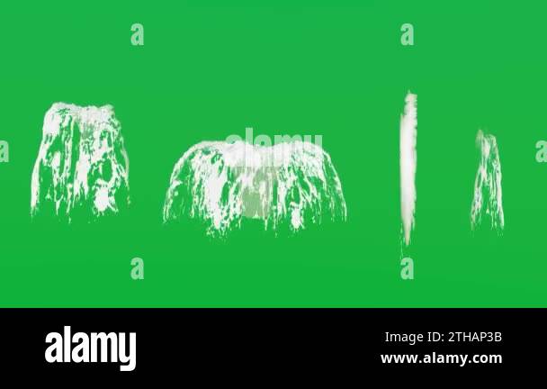 4 Fountain Effect Greenscreen Background 3D Rendering Animation ...