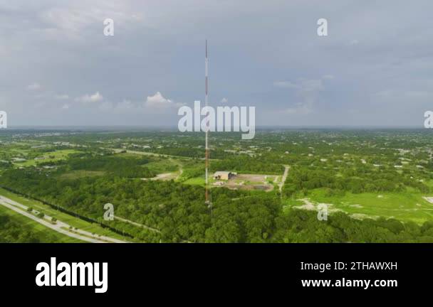 Tall telecommunication radio cell tower with wireless communication 5g antennas for network ...