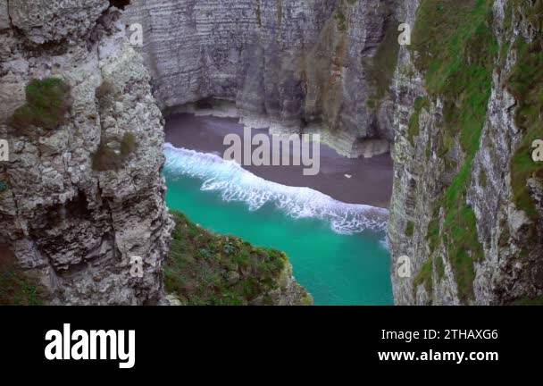Empty private beach with azure water hidden between cliffs, paradise on ...