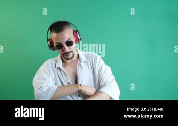 Gestures of man dancing wildly, cool man dancing with glasses, emotions ...