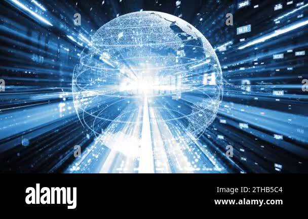 Futuristic global network and tacit digital data transfer 3D graphic ...