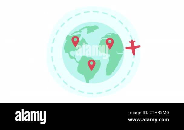 Animated global airlines loader. Worldwide flight. Flash message 4K ...
