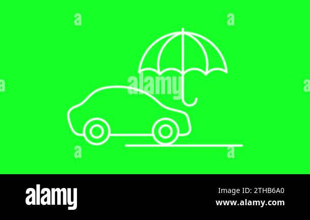 Animated car safety white line icon. Transport insurance. Loop HD video ...