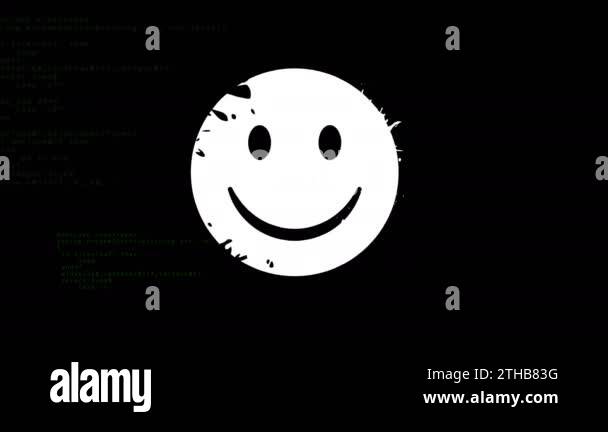 Emoticon face with distorted and glitch effect seamless and loopable 3d ...