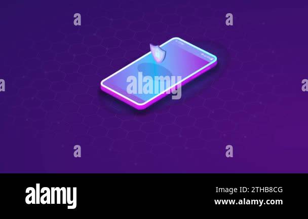 Cyber security system. Moving poster with digital devices and shield ...