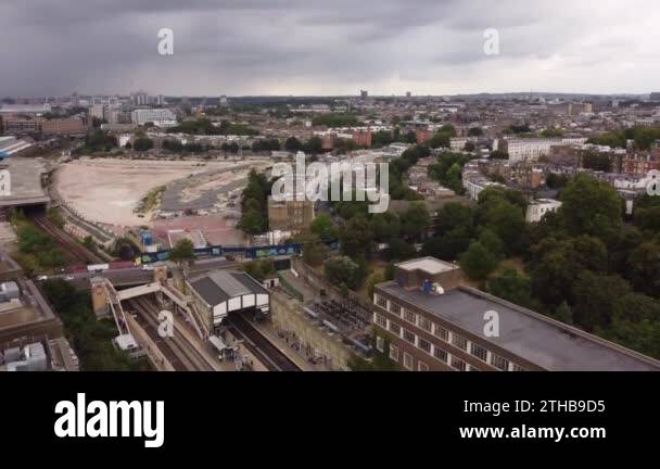 Panoramic shooting from a drone on the border of the three districts of ...