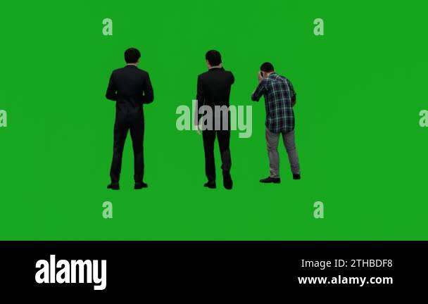 Three different young men green screen standing and moving from the ...