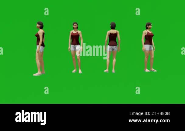 3d America woman walk and talk green screen Chroma key 4k render ...