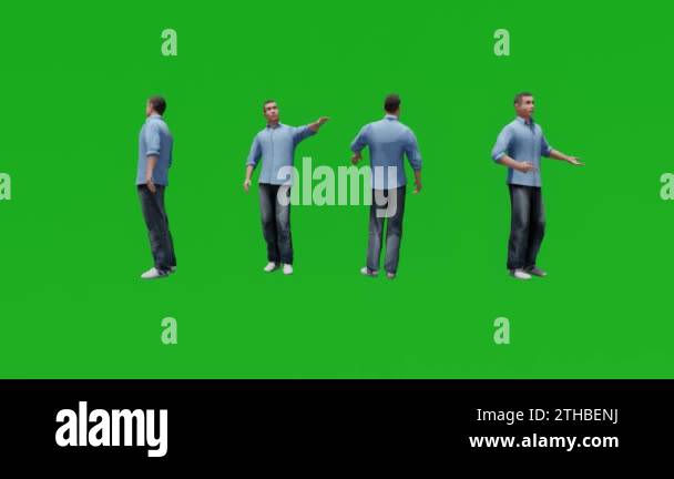 3d Employee man walk talk green screen people chroma key background 3d ...