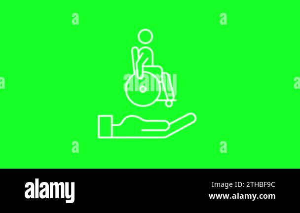 Animated health care white line icon. Support people with disability ...