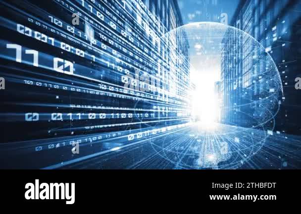 Futuristic global network and tacit digital data transfer 3D graphic ...