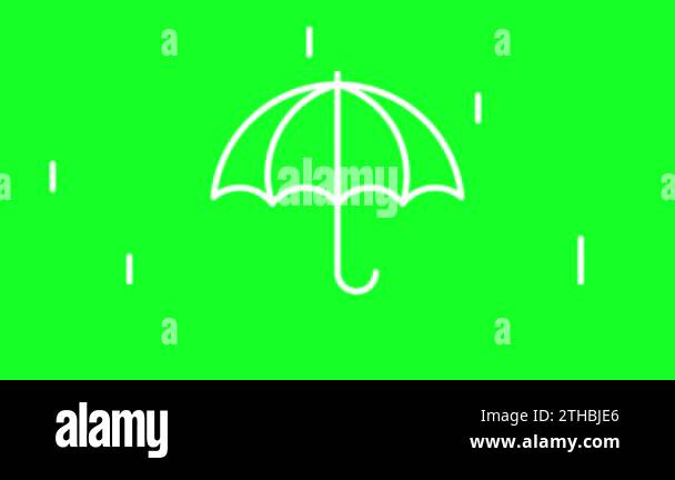 Animated umbrella white line icon. Rain protection accessory. Weather ...
